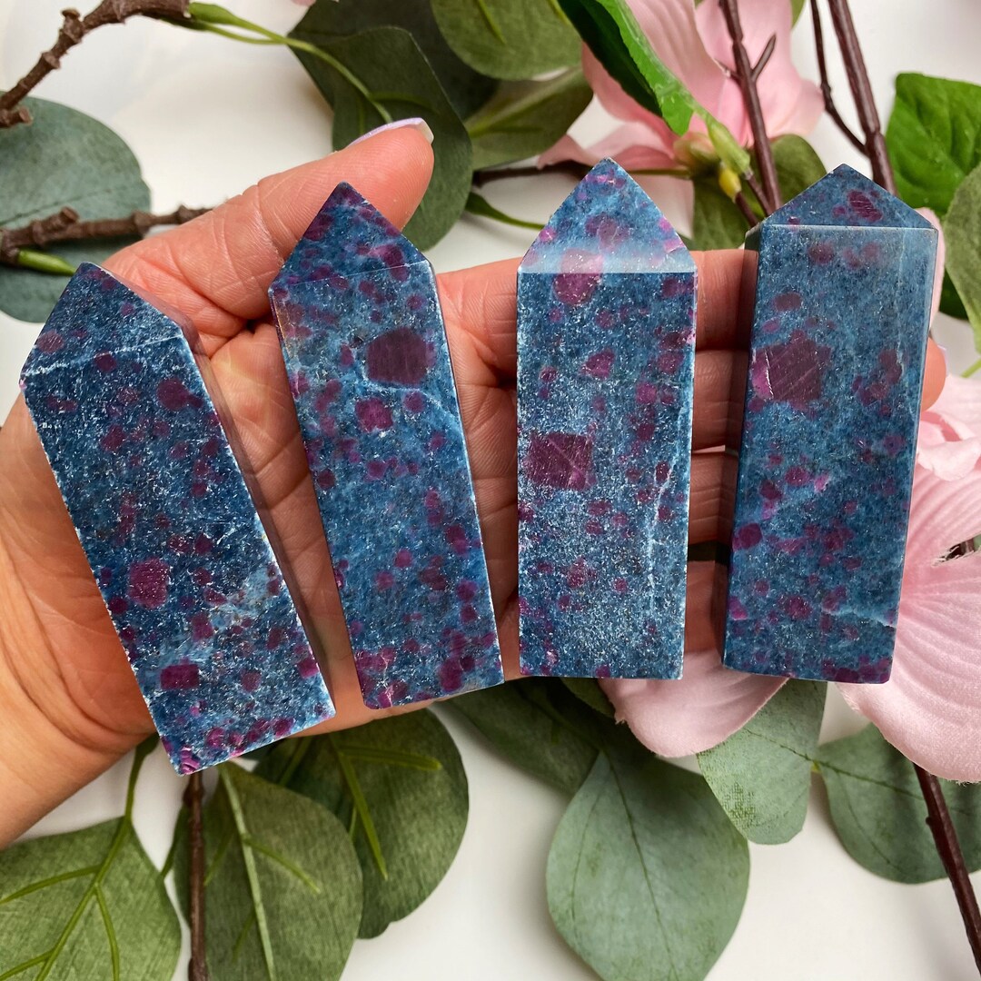 ONE Ruby in Kyanite Tower, Polished Tower Crystal Tower Blue Tower - Etsy