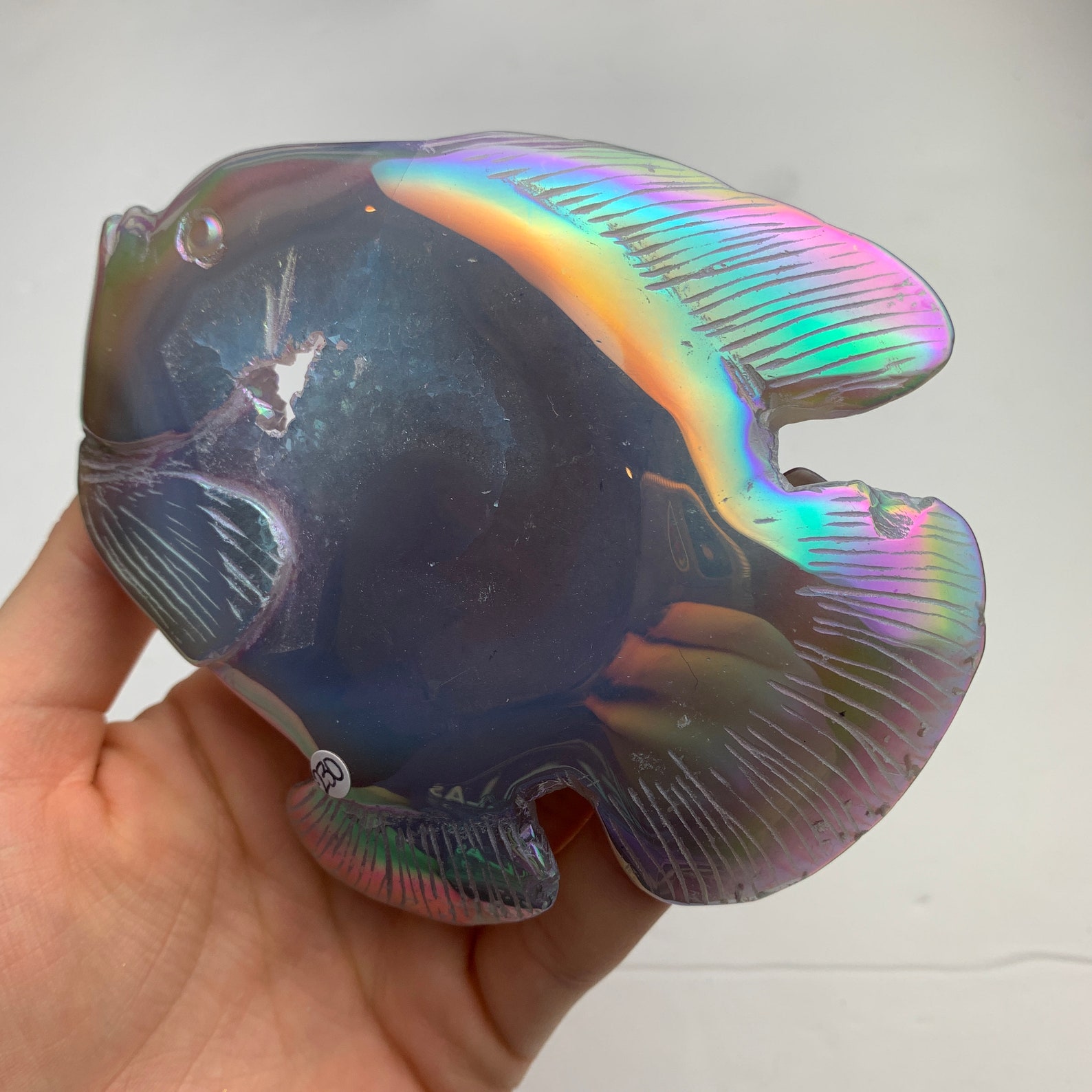 Angel Aura Agate Fish Druzy Shape Polished Crystal Aura | Etsy