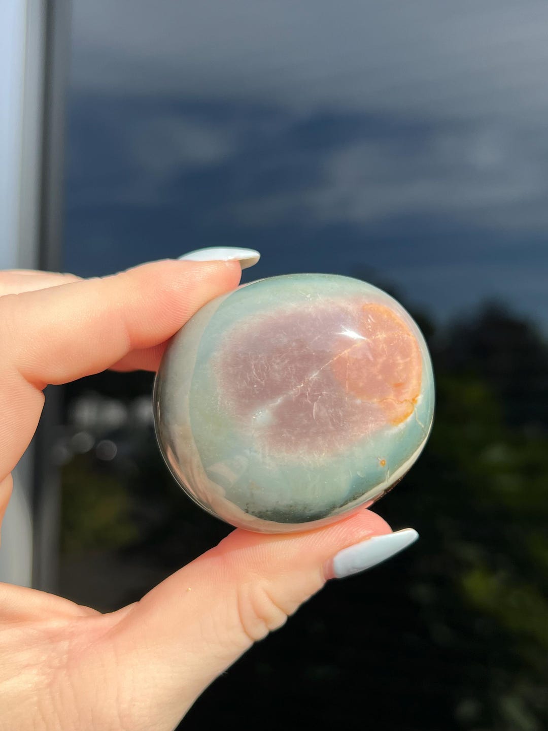 Pastel Polychrome Jasper Palm Stone, Polished Polychrome Jasper ...