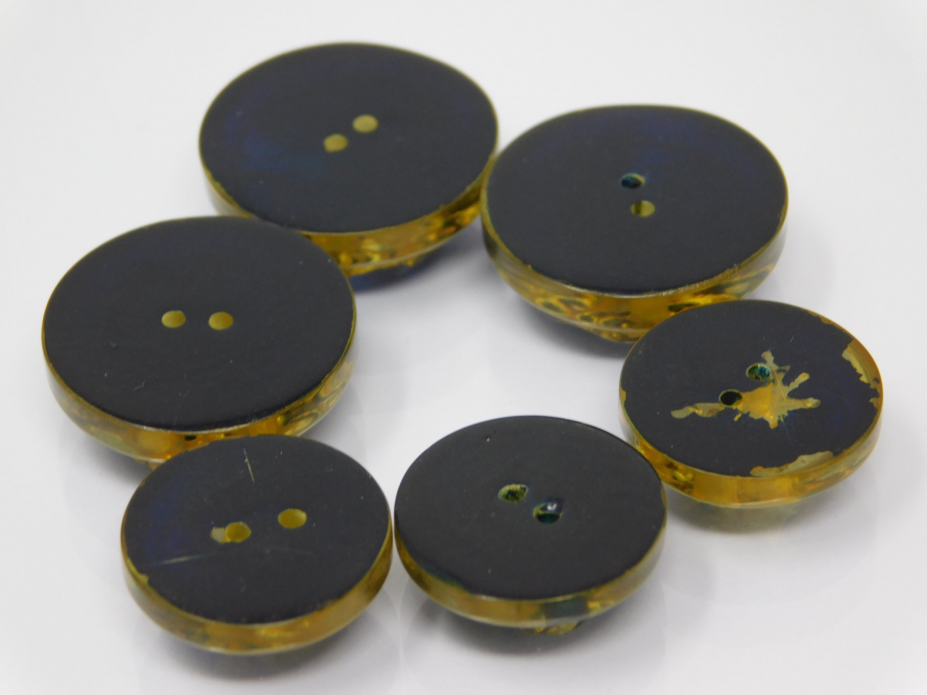 Six Vintage Glass Effect Buttons | Etsy