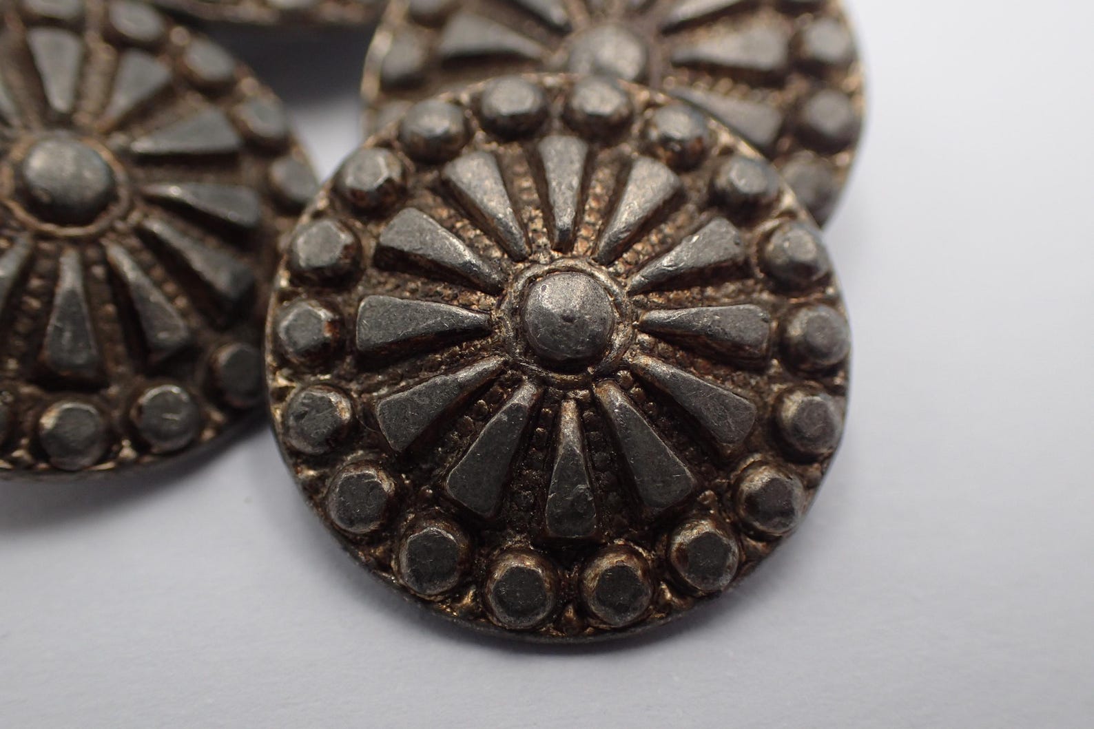 Five Vintage Silver Buttons - Etsy