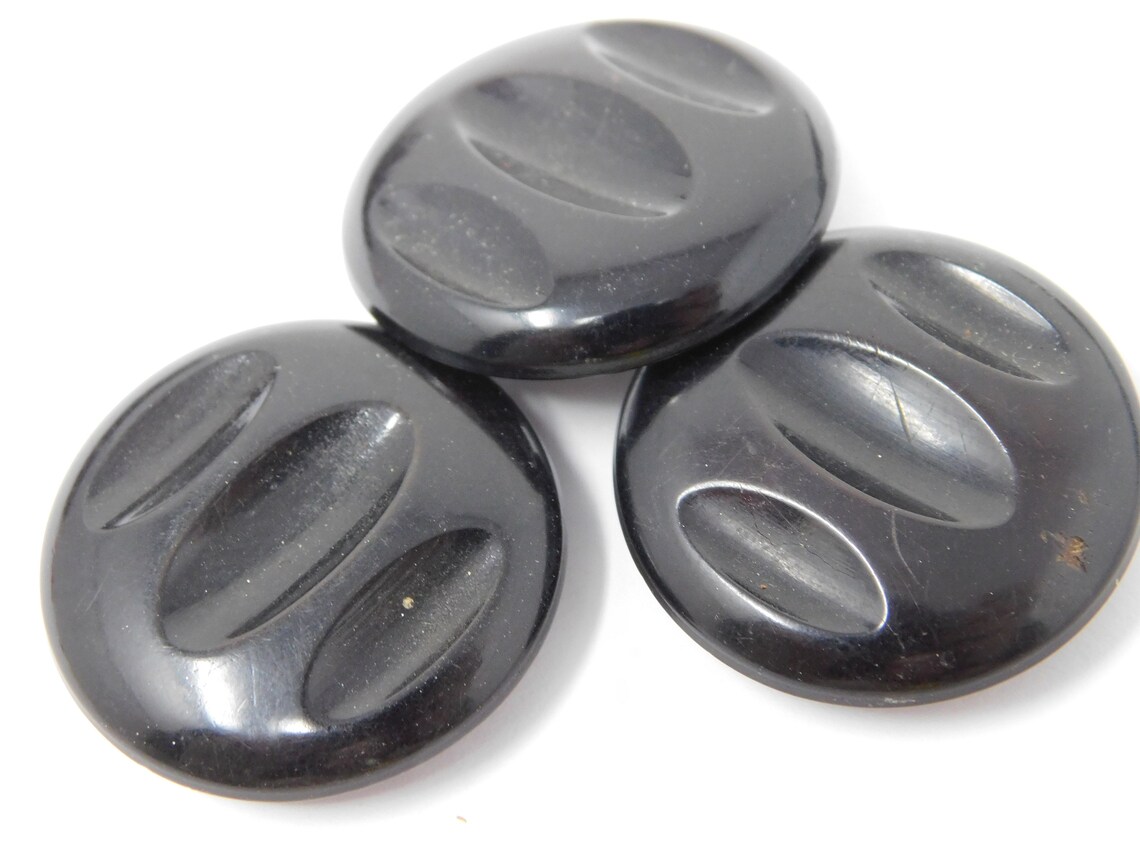 Three Vintage Black Buttons - Etsy