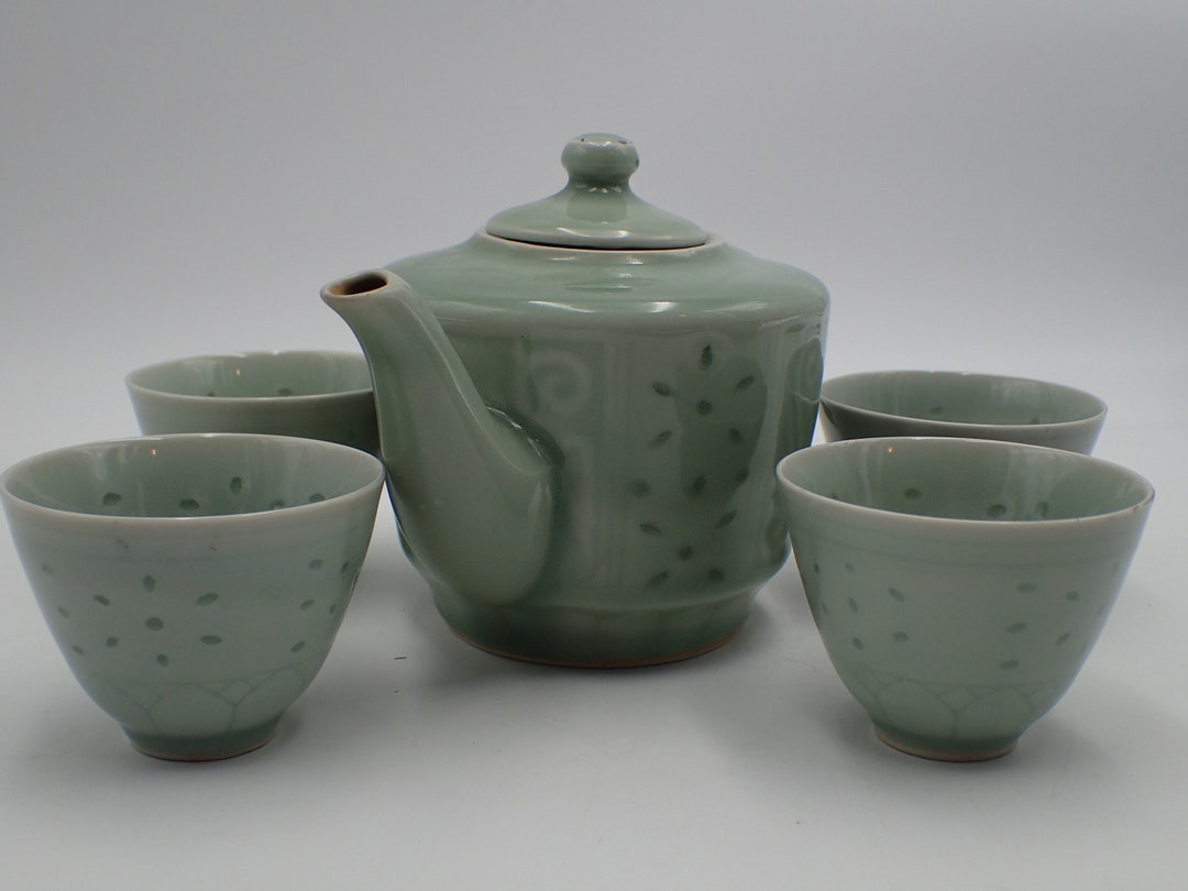 Vintage Celadon Tea Set From China - Etsy