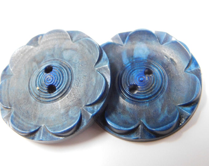 Pair of Vintage Buttons, Small Blue Flower, Diameter 2.5 Cm - Etsy
