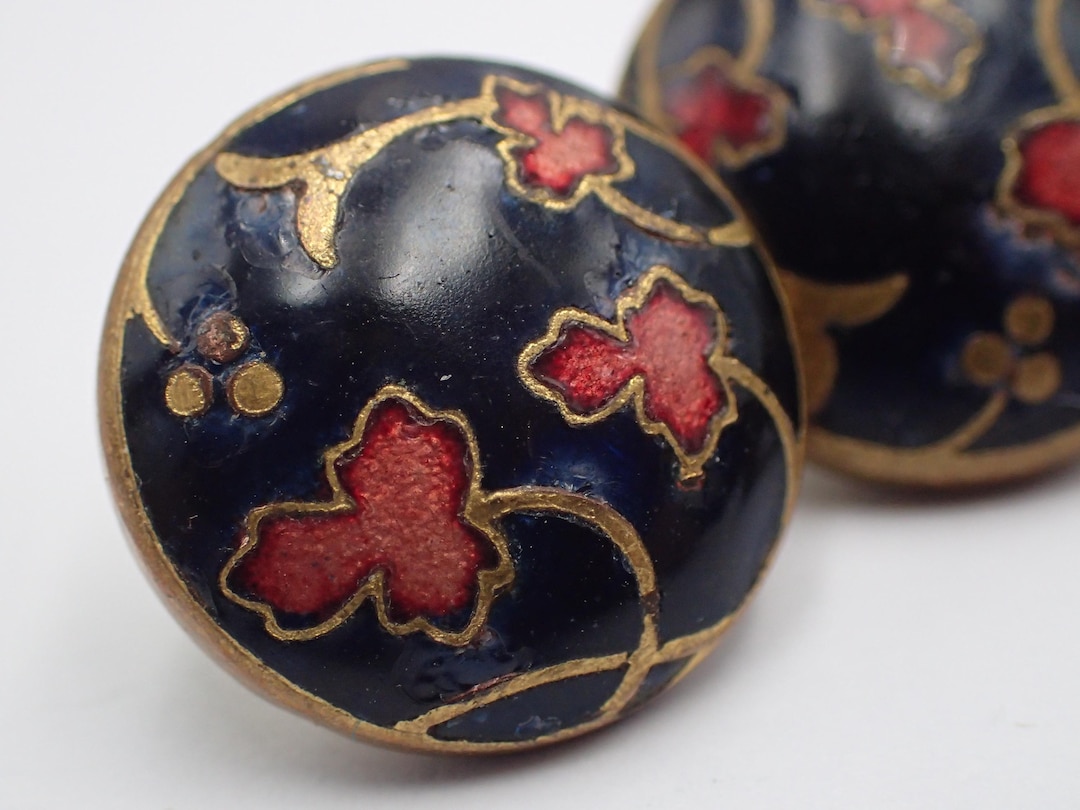 Four Antique Enameled Buttons - Etsy