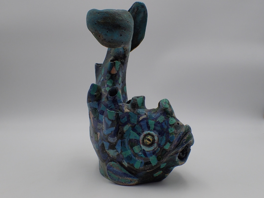 Vintage Ceramic Fish Sculpture Signed Meynard 1987 - Etsy