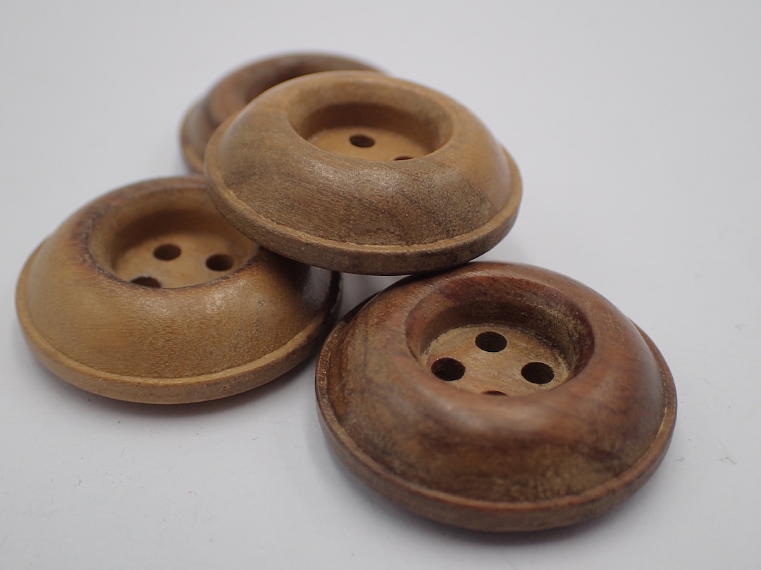 Four Vintage Wooden Buttons - Etsy UK