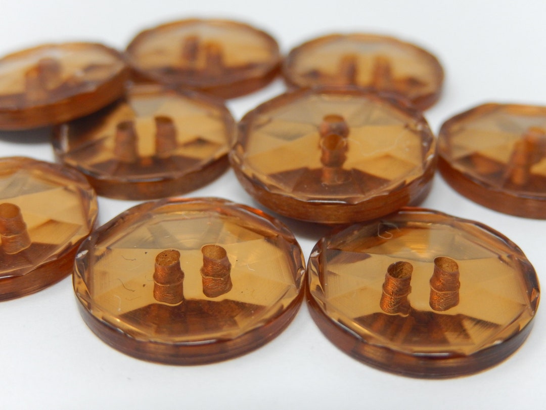 Ten Plastic Buttons With Orange Glass Effect, Diameter 1.3 Cm, Free ...