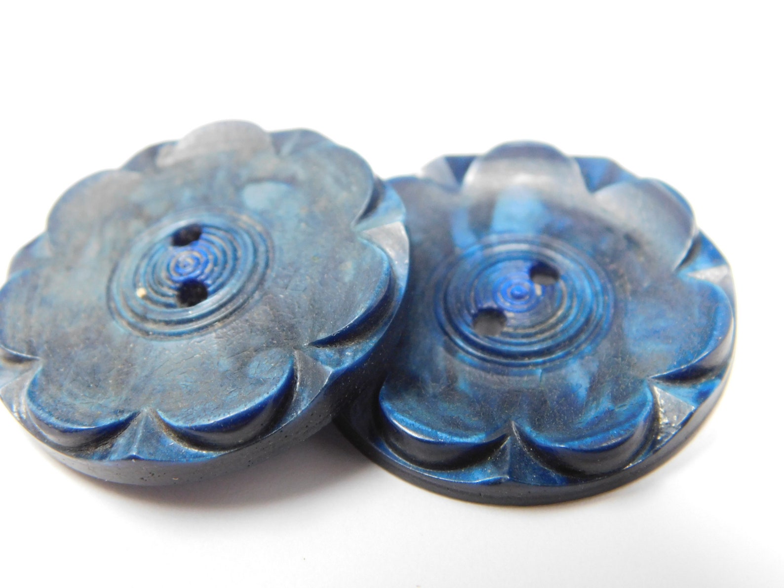 Pair of vintage buttons small blue flower diameter 2.5 cm | Etsy