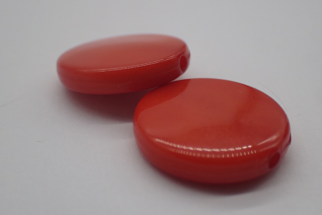 Pair of Red Pearl Buttons - Etsy
