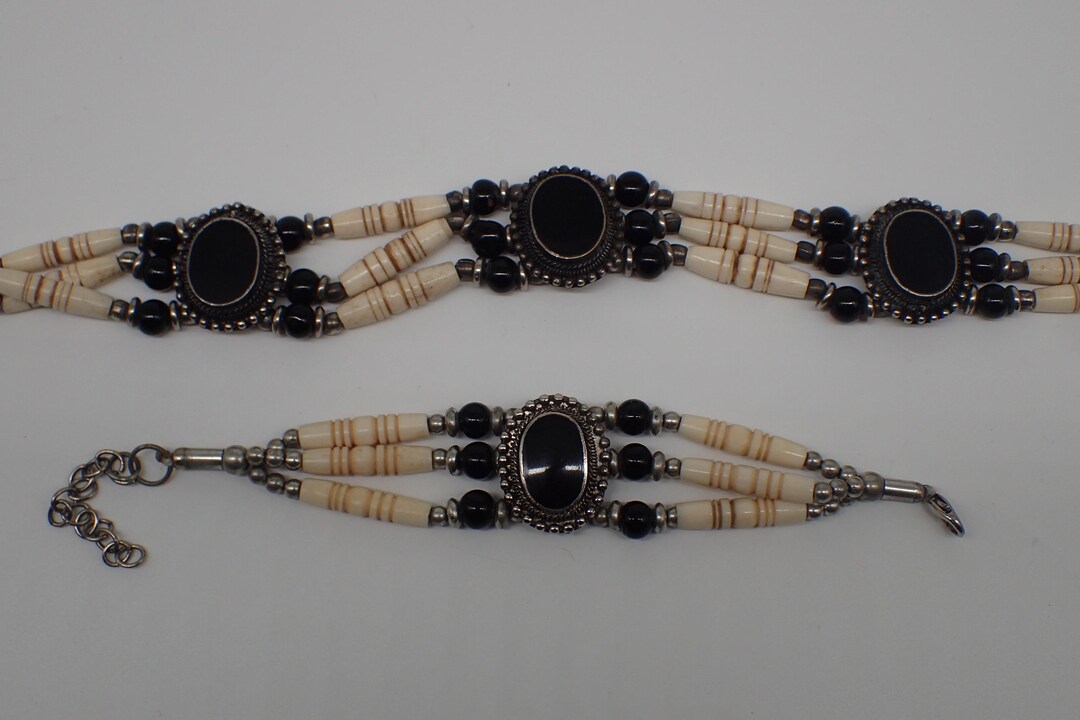 Vintage Set With Obsidian Medallion - Etsy