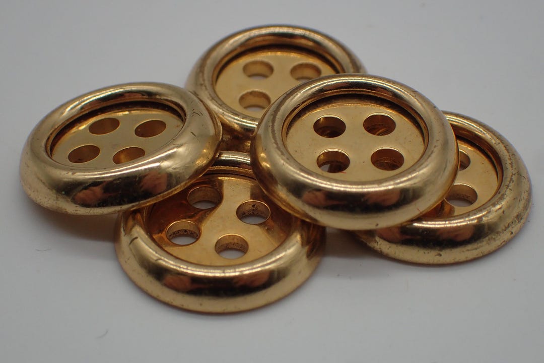 Five Vintage Gold Metal Buttons - Etsy