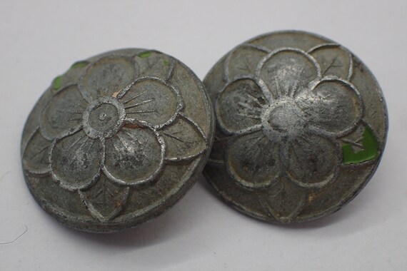 Pair of Vintage Pewter Buttons | Etsy