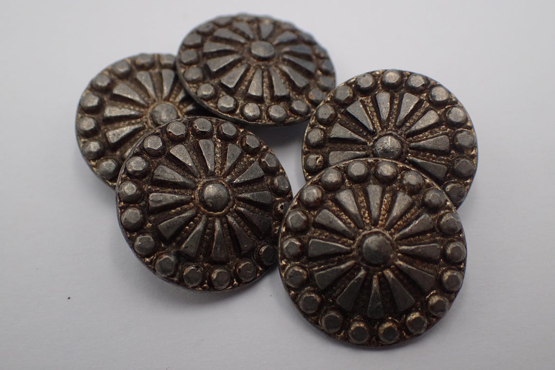 Five Vintage Silver Buttons - Etsy