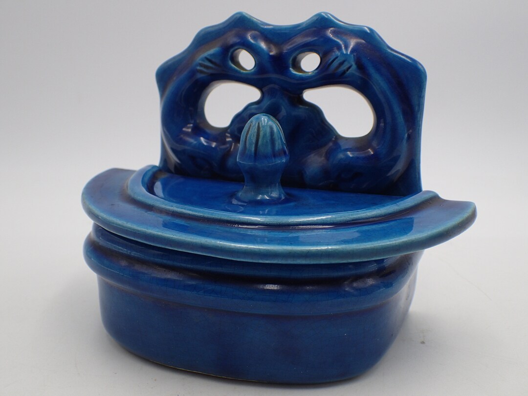 Old Salt Box in Blue Cracked Earthenware, Old Salt Box in Blue Cracked ...