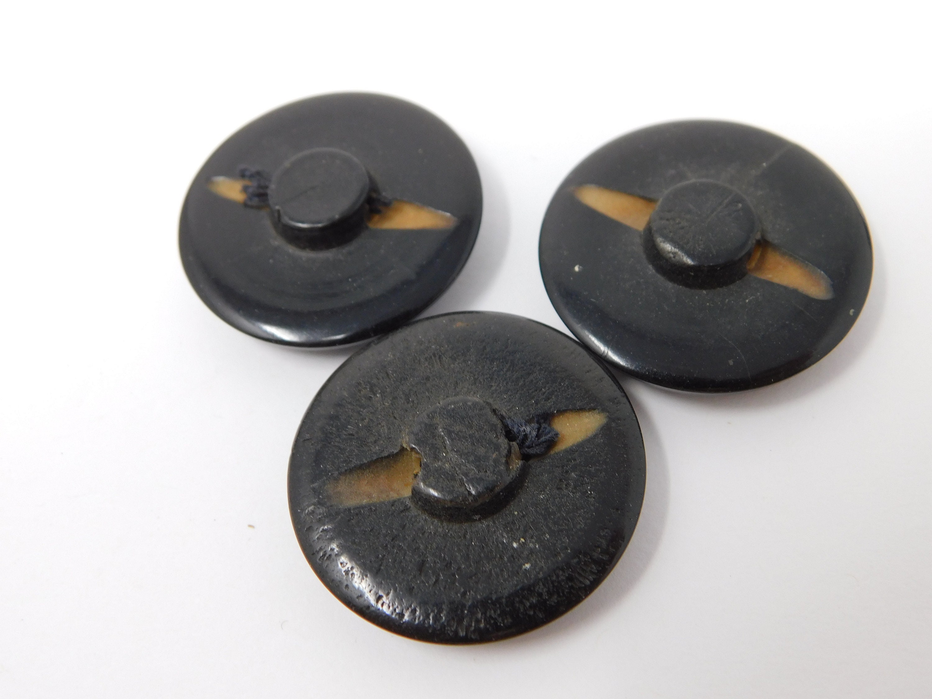 Three Vintage Black Buttons - Etsy
