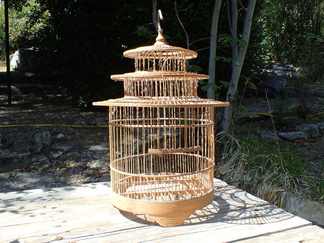 Vintage Asian Wicker Cage - Etsy