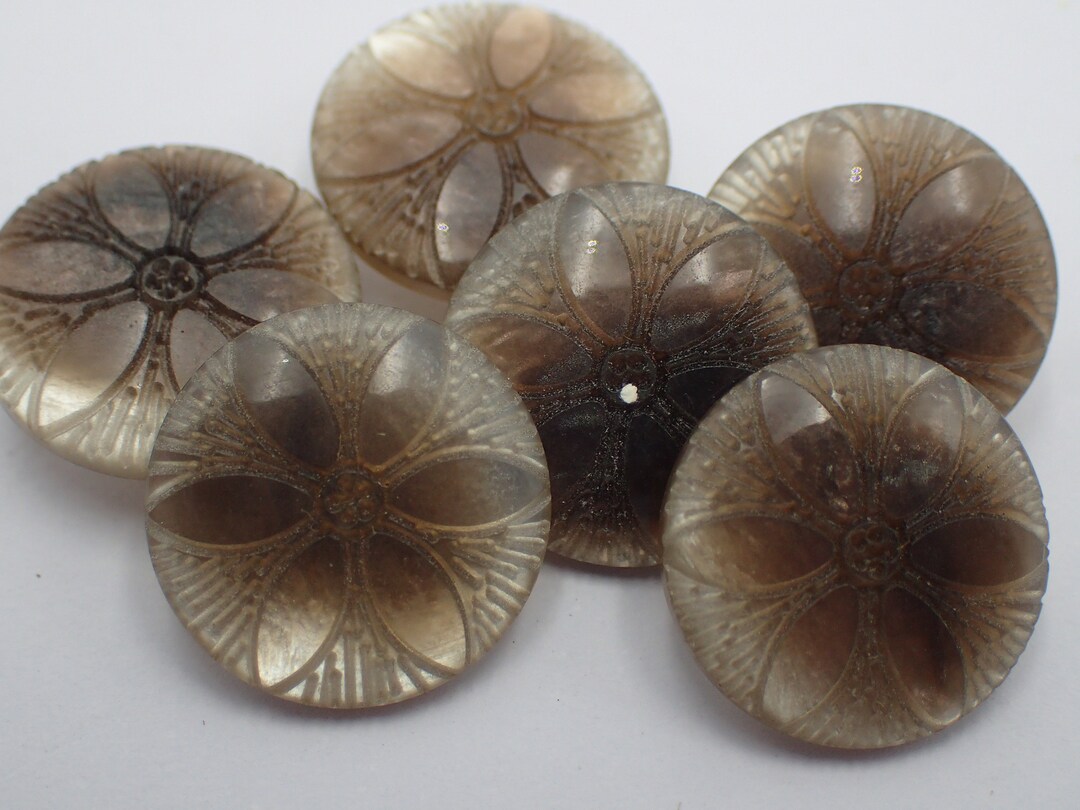 Six Vintage Brown Rosette Buttons - Etsy