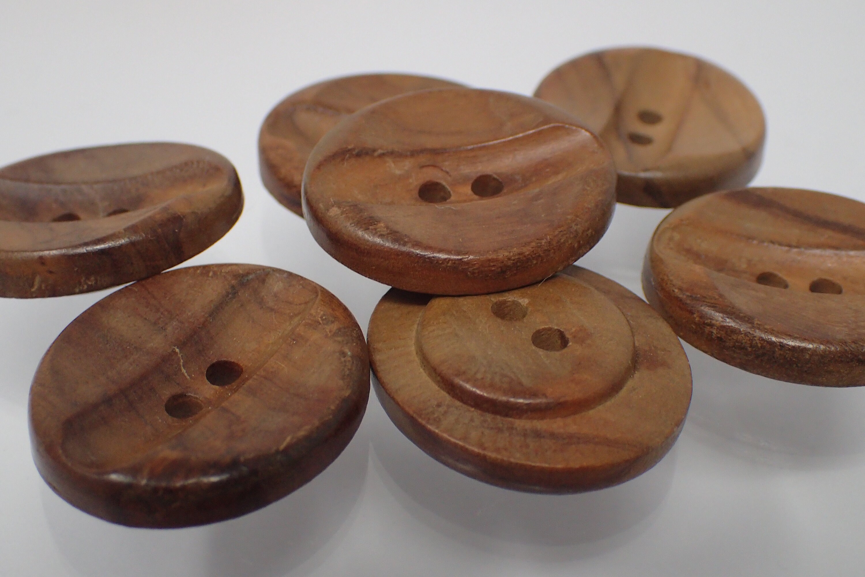 Seven Vintage Wood Buttons - Etsy