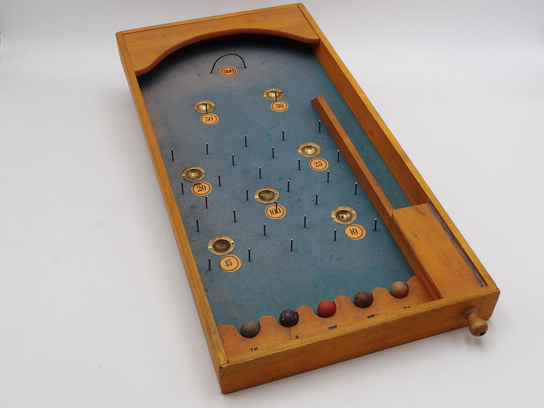 Antique Pinball Machine, Wooden Countertop Game - Etsy