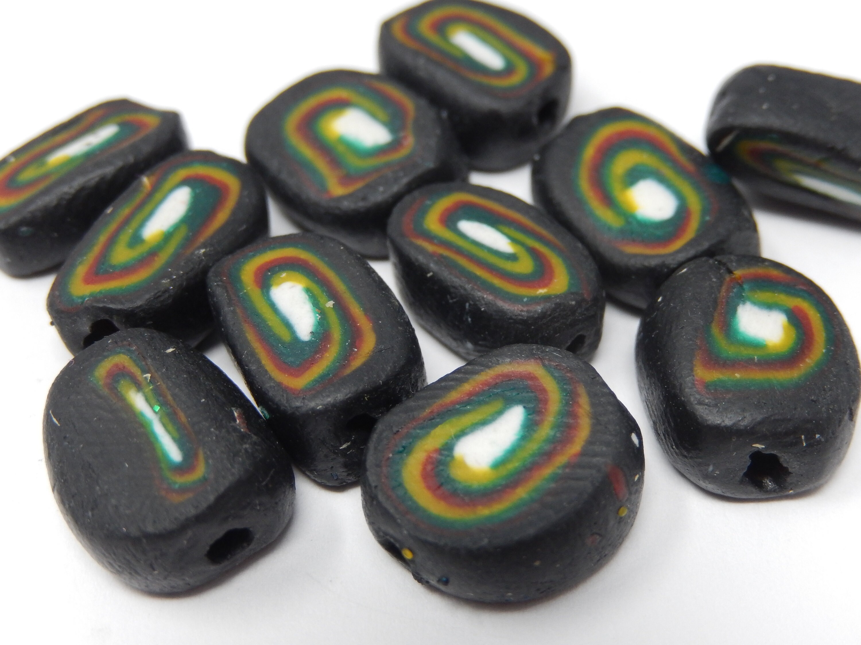 Eleven beads in black glass paste | Etsy