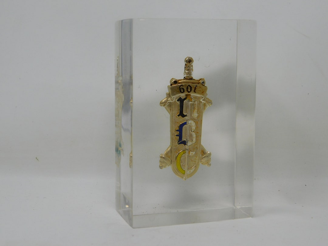 Vintage Paperweight With Army Medallion - Etsy
