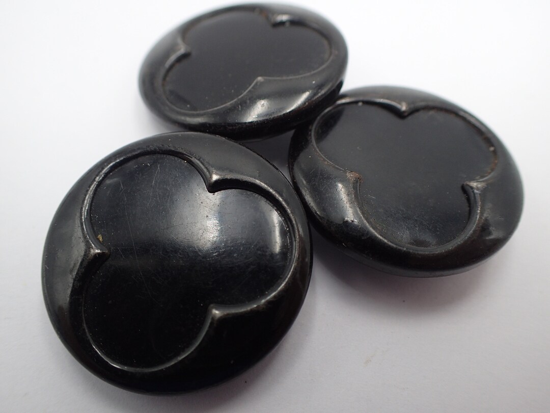 Three Vintage Trefoil Buttons in Black Sheet Metal, Art Nouveau - Etsy