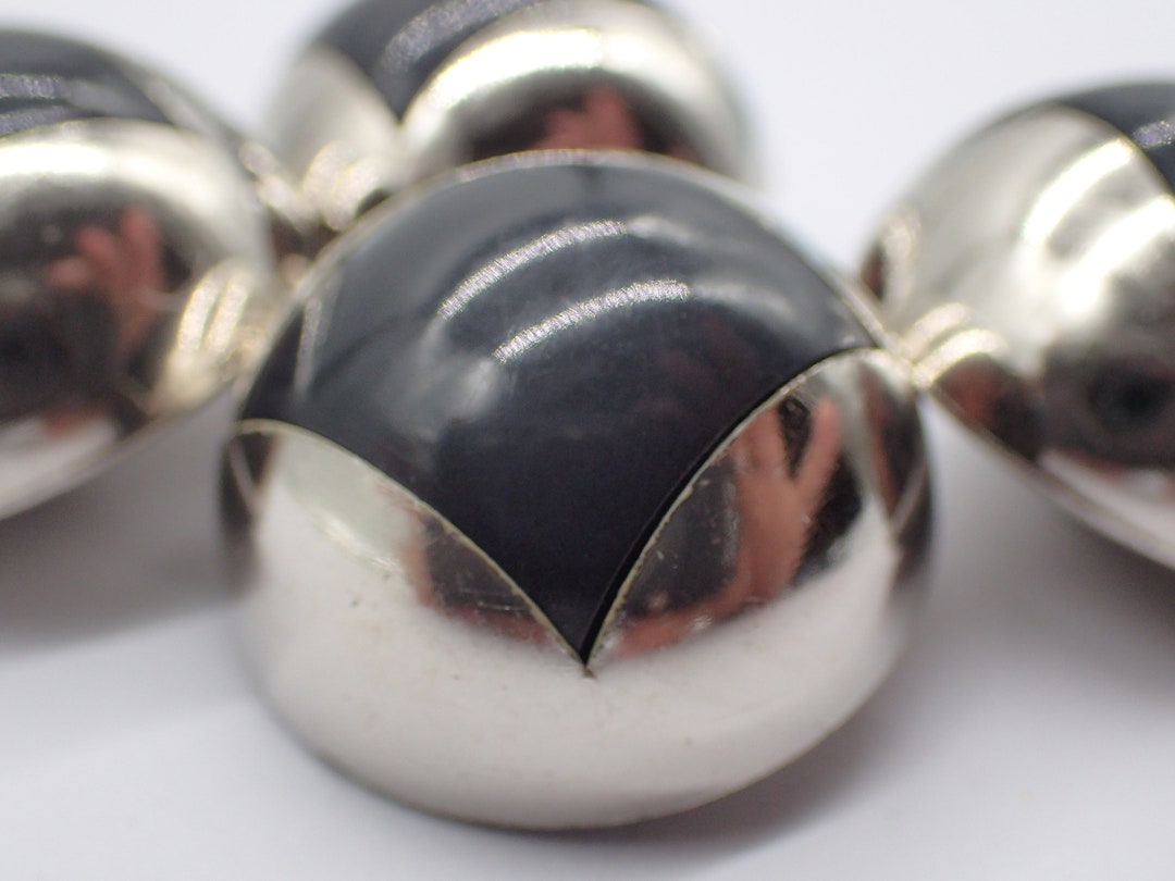 Four Vintage Silver Ball Buttons - Etsy