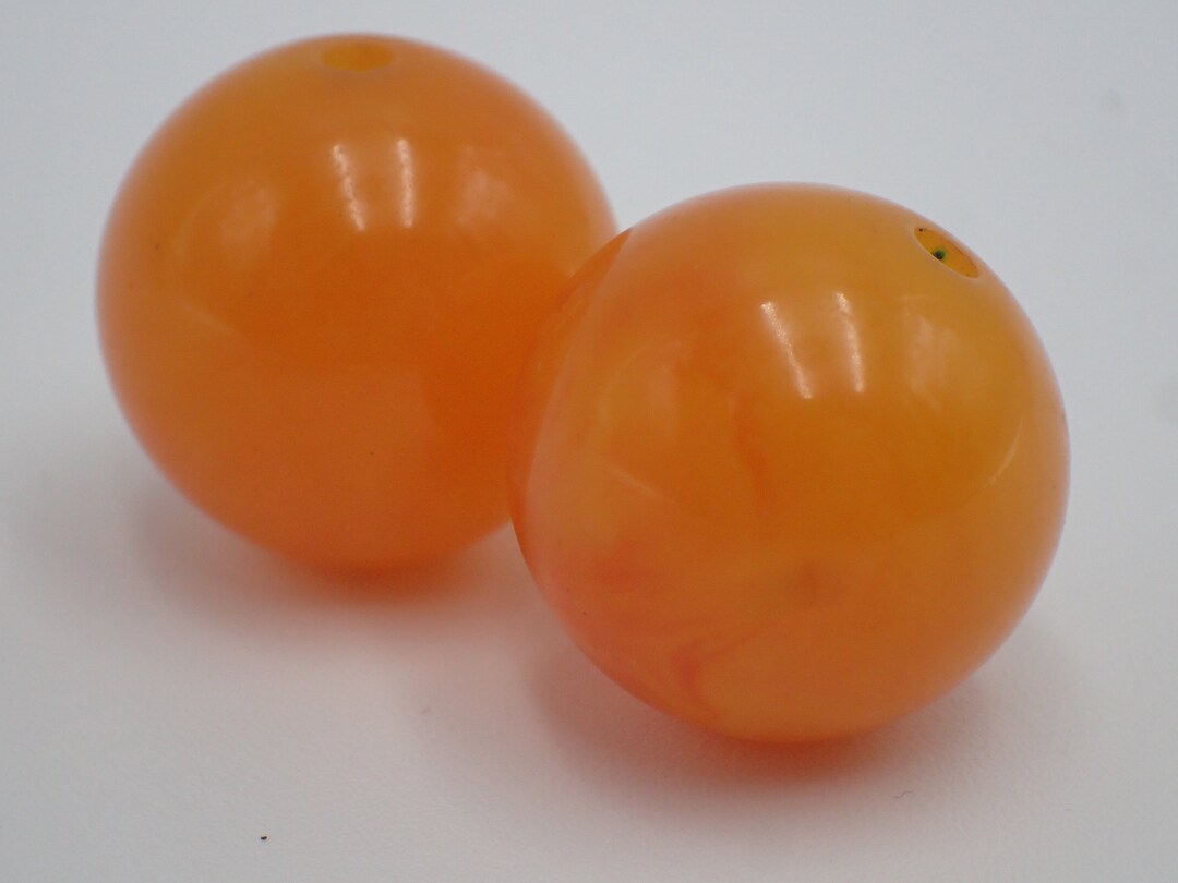 Pair of Vintage Orange Bakelite Beads - Etsy