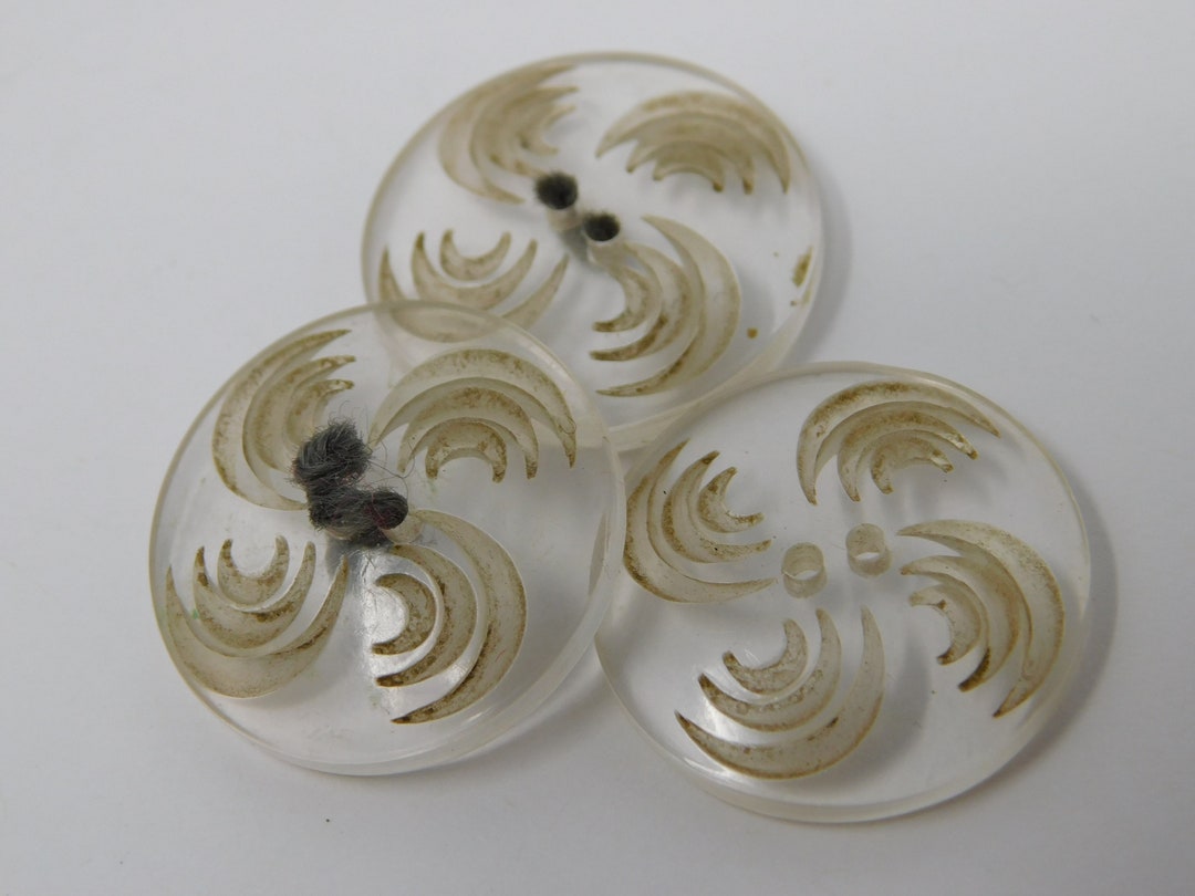 Three Transparent Vintage Buttons - Etsy