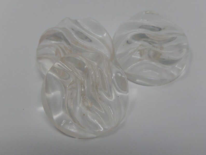 Three Transparent Buttons, Wave Effect, Plastic Material, Diameter 2.2 ...