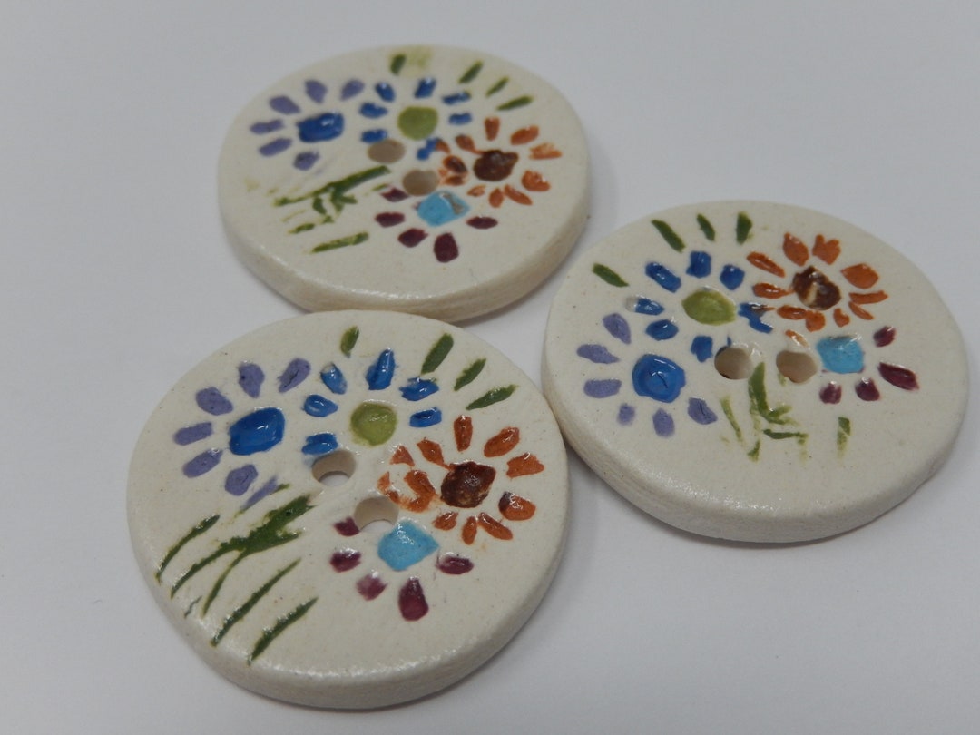 Three Colored Ceramic Buttons Diameter 3 Cm - Etsy