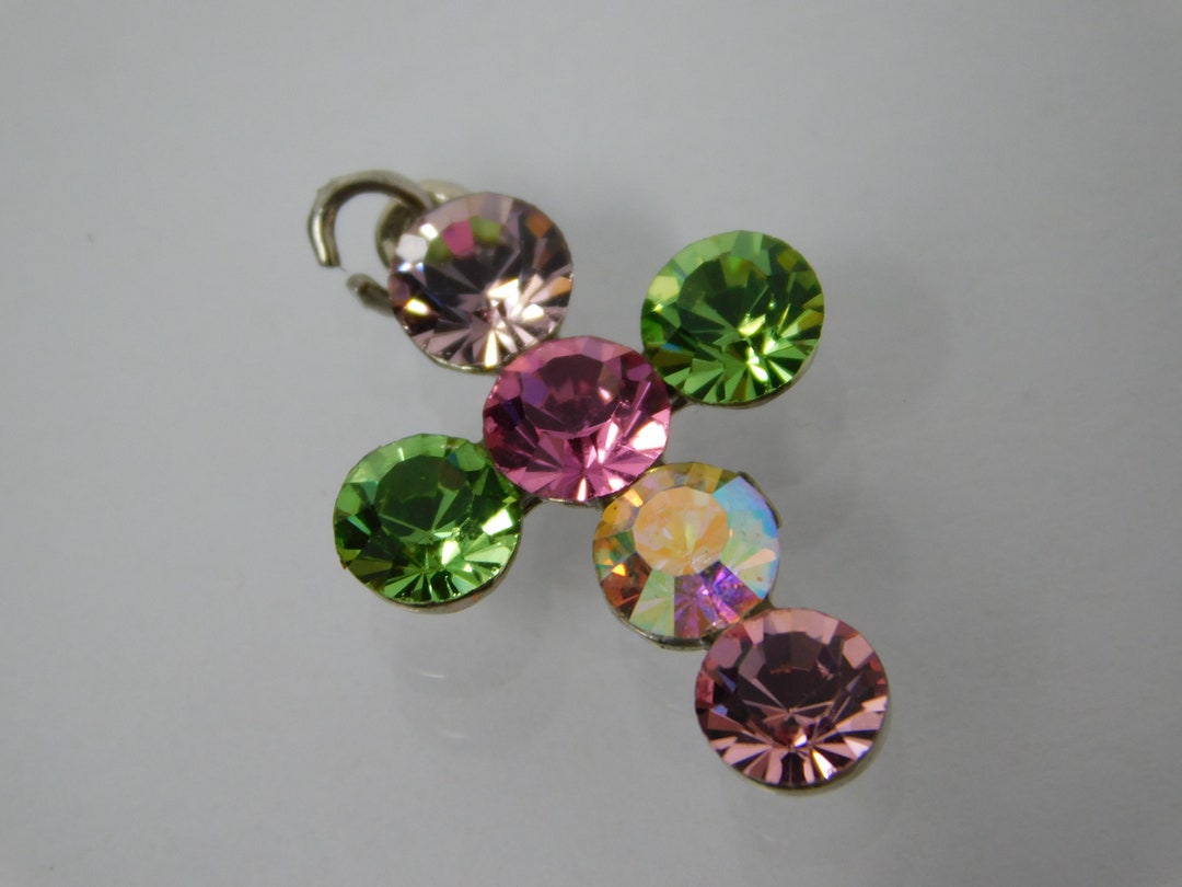 Vintage Crucifix With Multiple Crystal Colors - Etsy