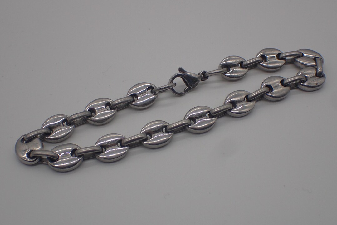 Vintage Coffee Bean Chain Bracelet in Steel - Etsy