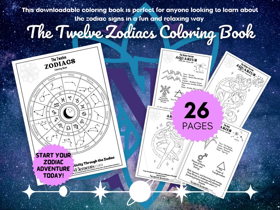 Zodiac Coloring and Learning Activity PDF Digital Download - Etsy