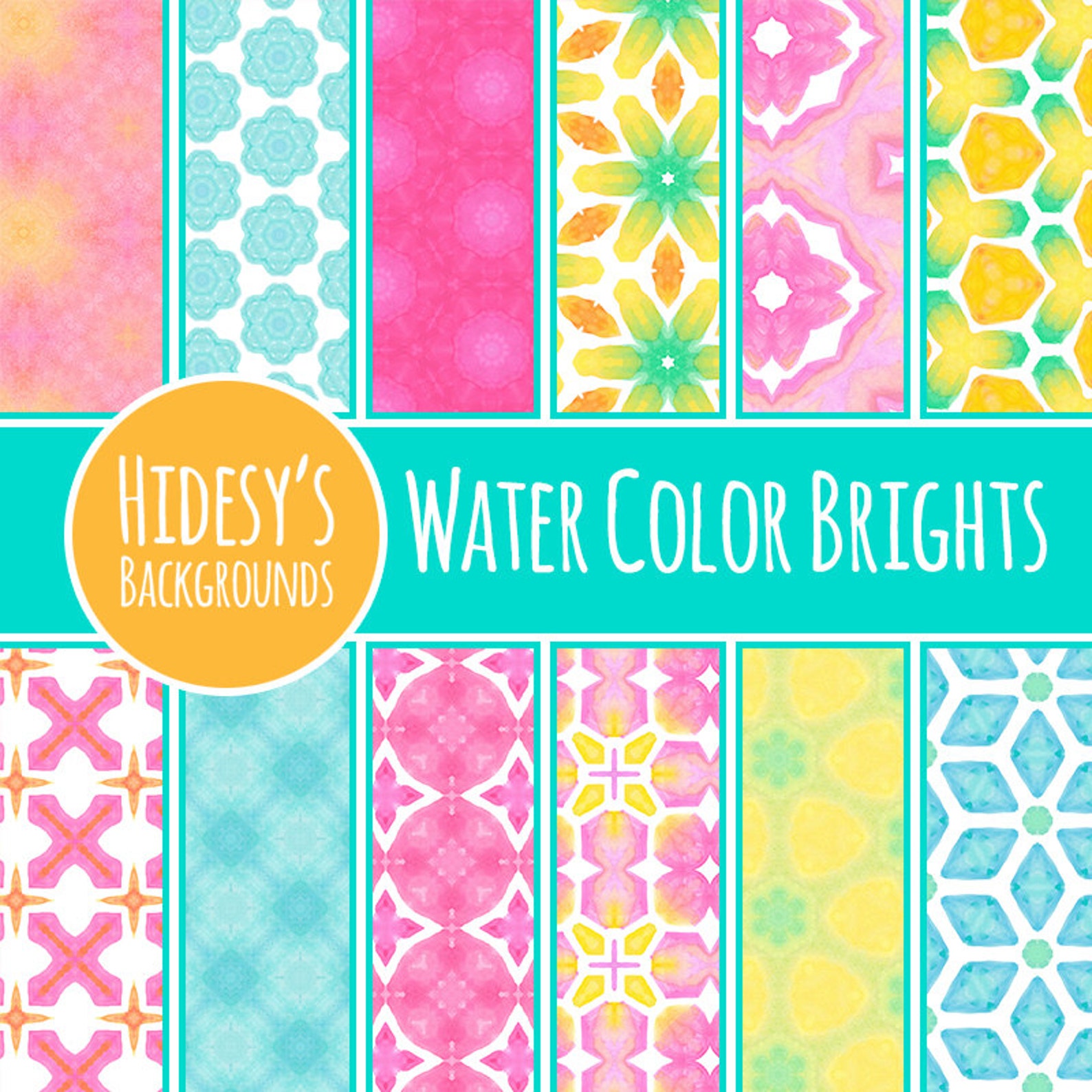 Watercolor Digital Paper / Background / Pattern watercolor Brights - Etsy
