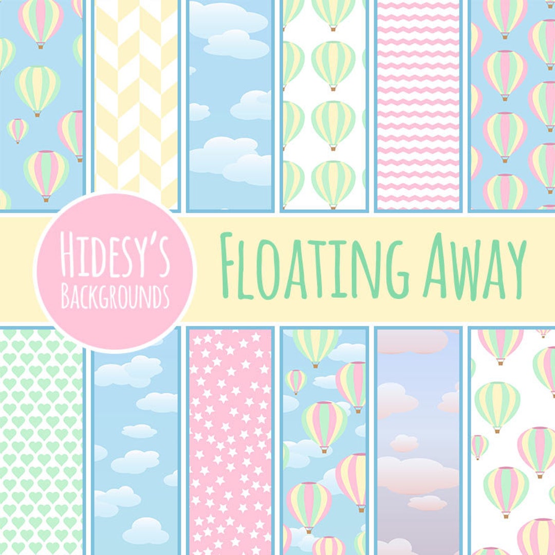 Hot Air Balloon Digital Paper / Background / Pattern "floating Away" - Etsy