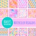 Watercolor Digital Paper // Watercolor Hexagons in Bright Rainbow ...
