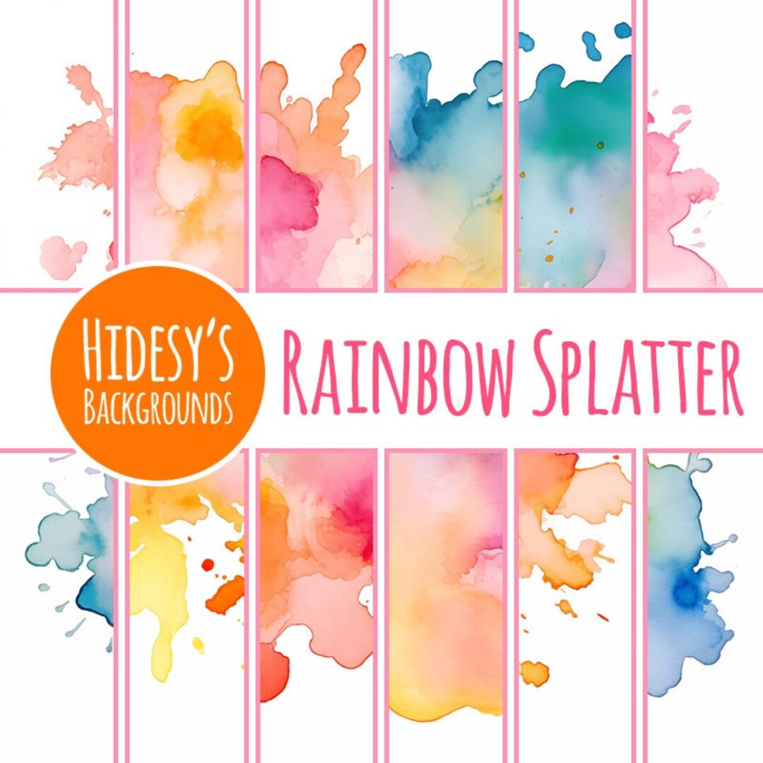 Watercolor Rainbow Splatter Digital Paper / Background / Pattern ...