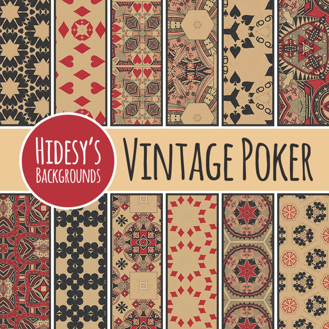 Playing Cards Digital Paper // Vintage Poker Cards // Grunge Ephemera ...