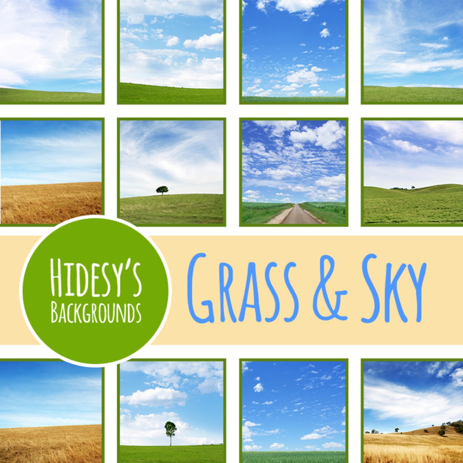 Grass and Sky Digital Paper // Landscapes Digital Scrapbooking Paper ...