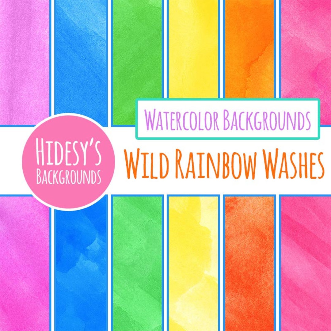 Bright Rainbow Colors Watercolor Washes / Backgrounds / Digital Papers ...