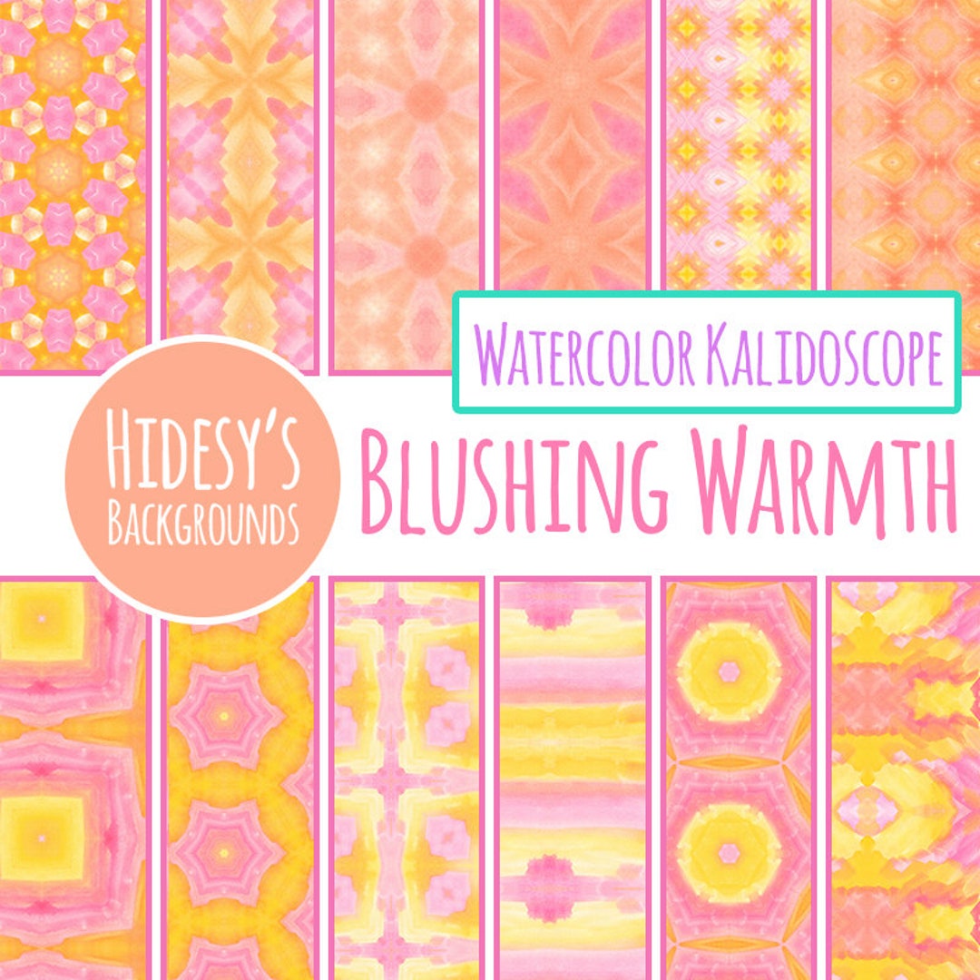 Pink and Yellow Watercolor Digital Paper / Peach Backgrounds / Yellow ...