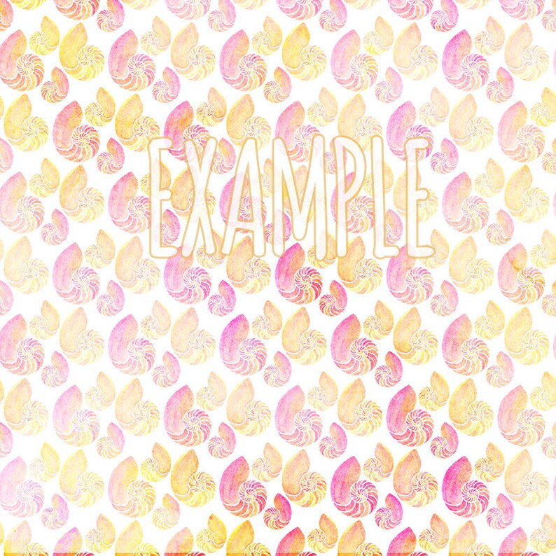 Watercolor Nautilus Sea Shell Digital Paper / Pink and Yellow Ocean ...