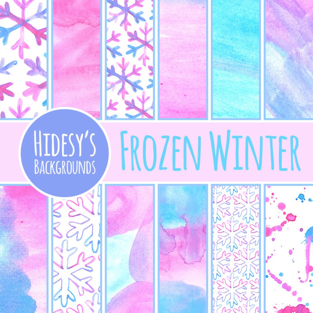 Watercolor Frozen Winter Digital Paper // Watercolor Digital Paper in ...