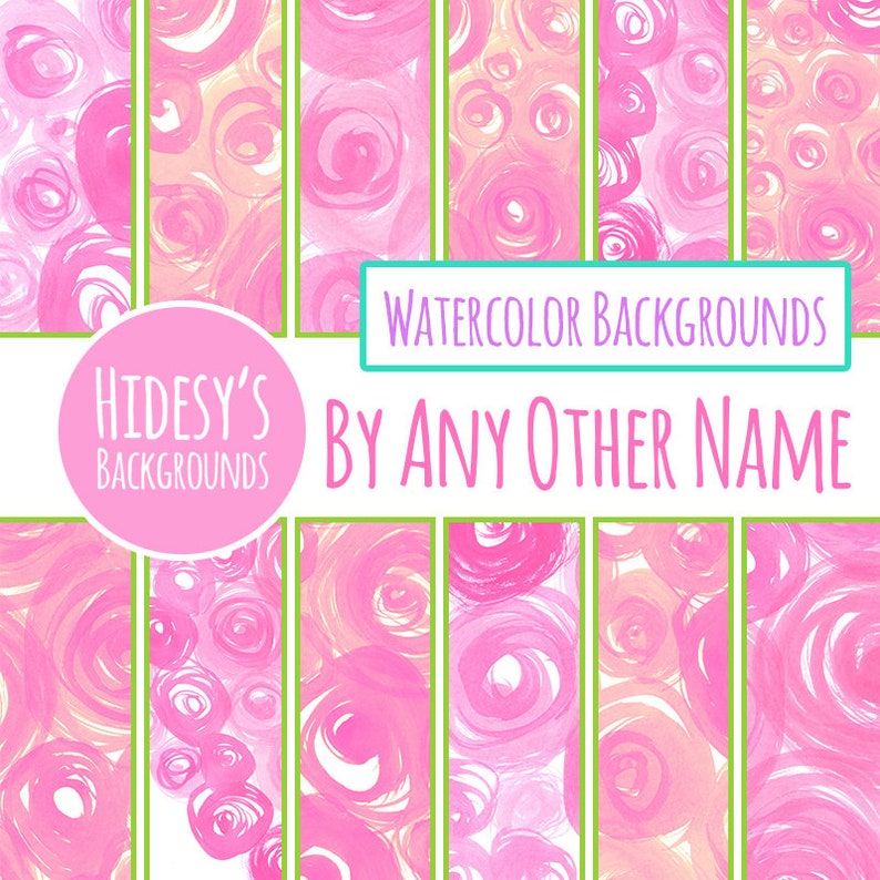 Roses Rainbow Watercolor Digital Paper Set / Pink Water Color Digital ...