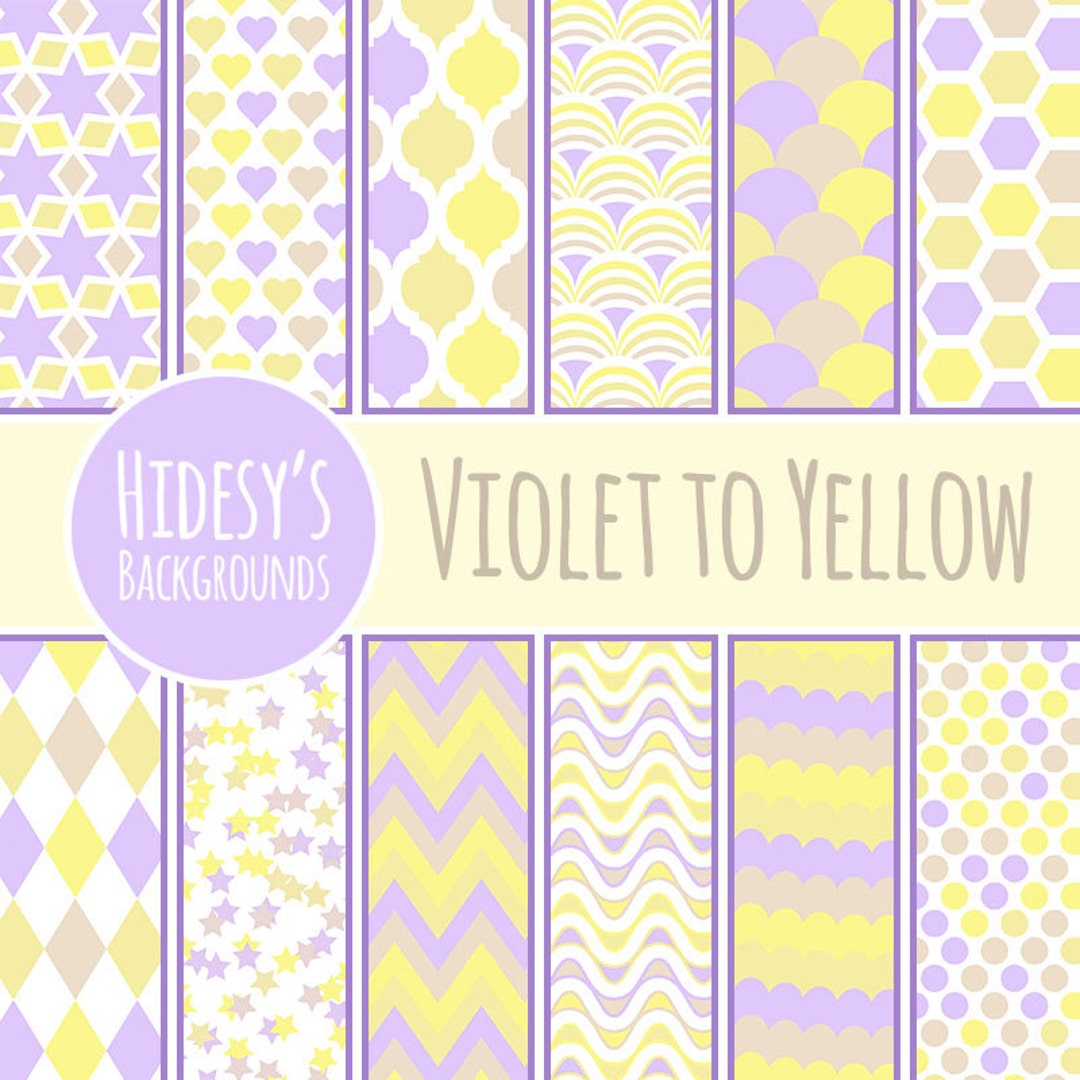 Purple and Yellow Geometric Digital Paper / Background / Pattern ...