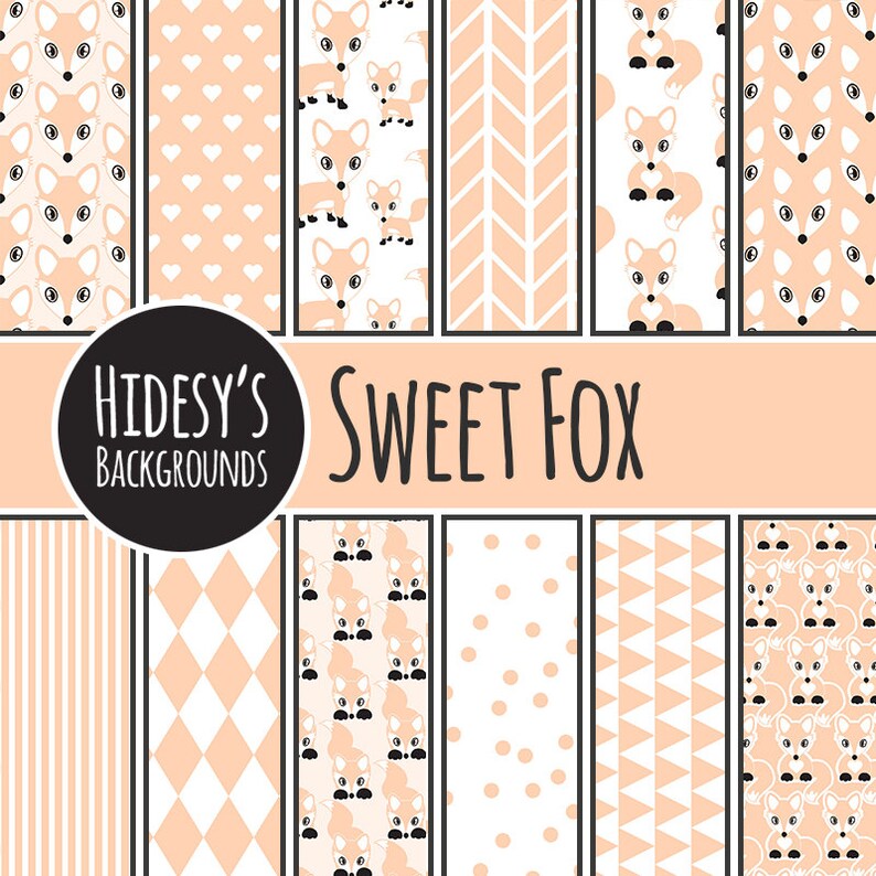 Fox Digital Scrapbooking Paper // Foxy Digital Pattern // Cute Fox ...