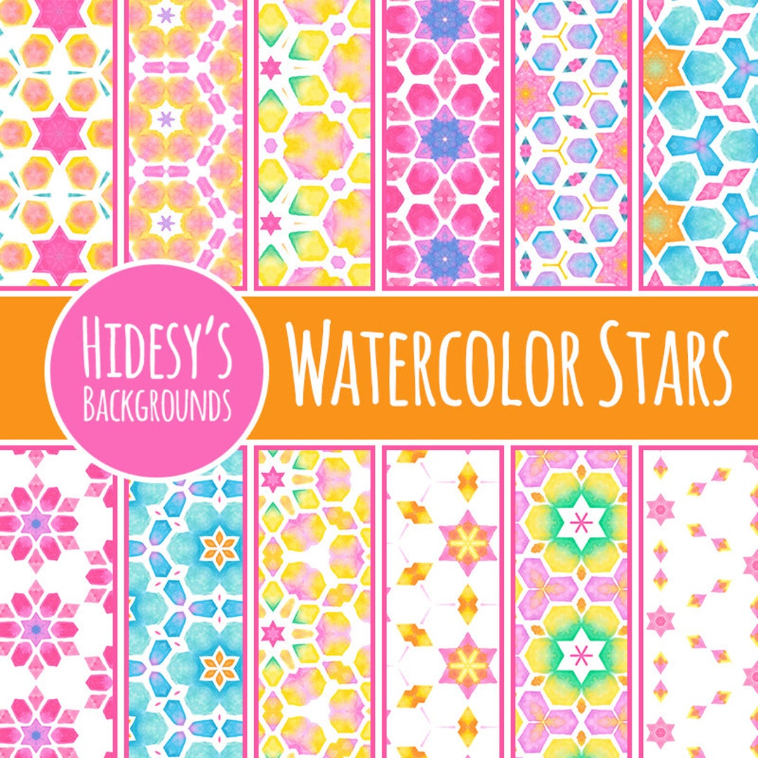 Stars Watercolor Digital Paper // Starry Water Color Hand Painted ...