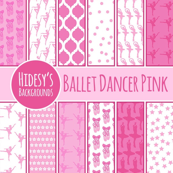 Ballet Dancer Pink Digital Paper // Ballerina Scrapbooking | Etsy